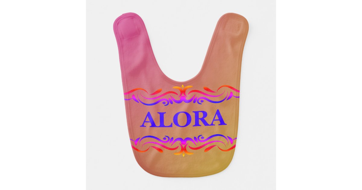 Vintage Swirl Border Neon Pink and Yellow Gradient Baby Bib | Zazzle