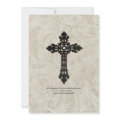 Vintage Swirl Catholic Cross Wedding Invitation | Zazzle