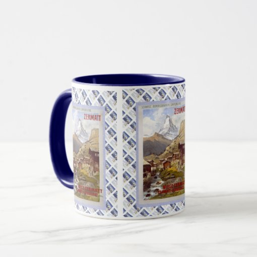 Vintage Swiss design, Zermatt Matterhorn Mug | Zazzle