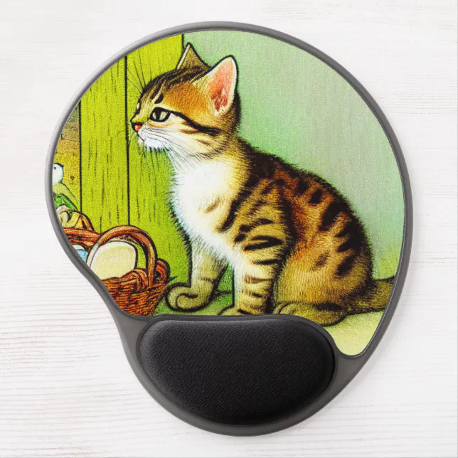 Vintage Tabby Cat Illustration Gel Mouse Pad | Zazzle