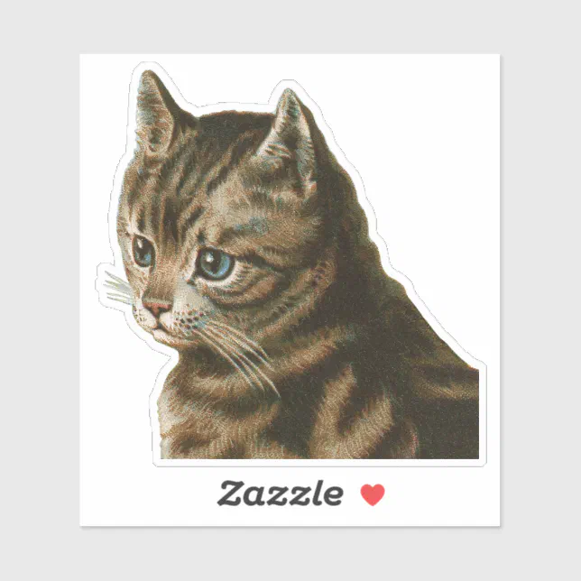 Vintage Tabby Cat Sticker | Zazzle