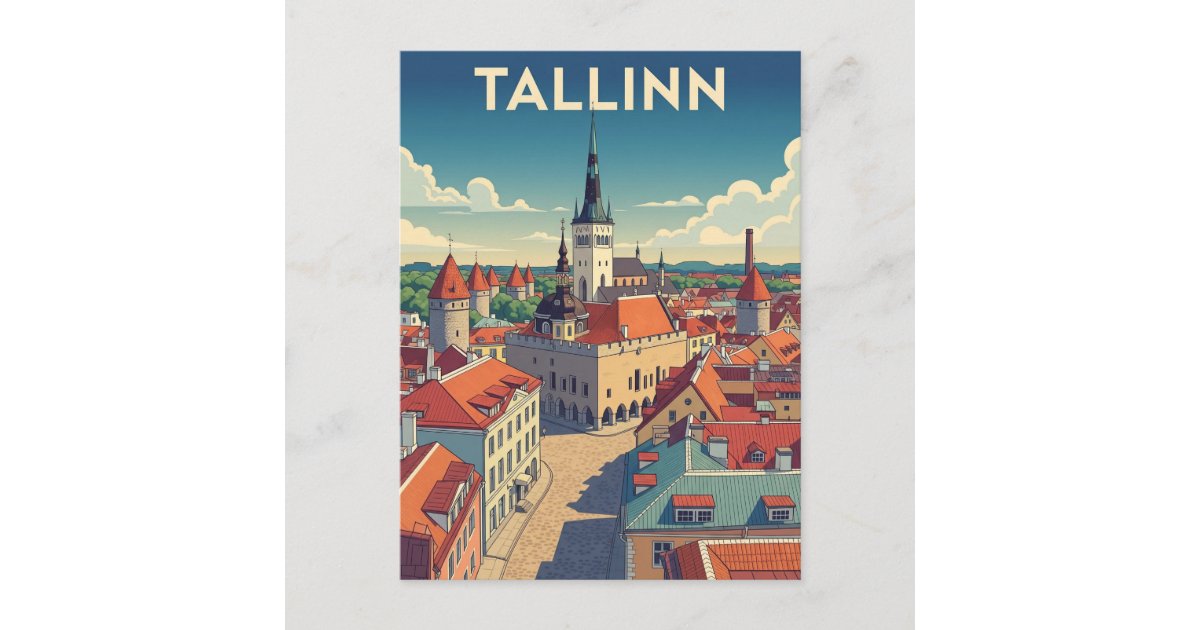 Vintage Tallinn Estonia Travel Postcard | Zazzle