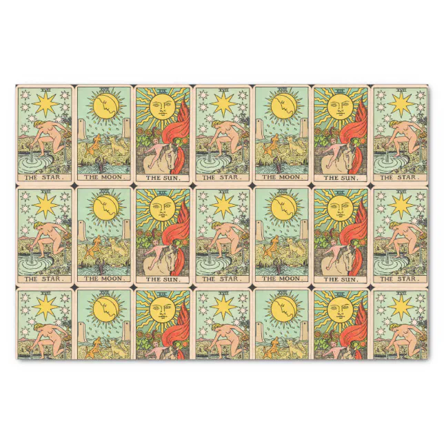 Vintage Tarot Cards Sun Moon Stars Tissue Paper | Zazzle