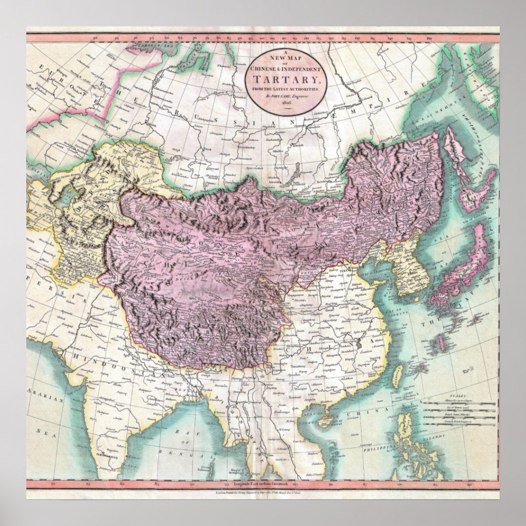 Vintage Tartary Map Poster | Zazzle