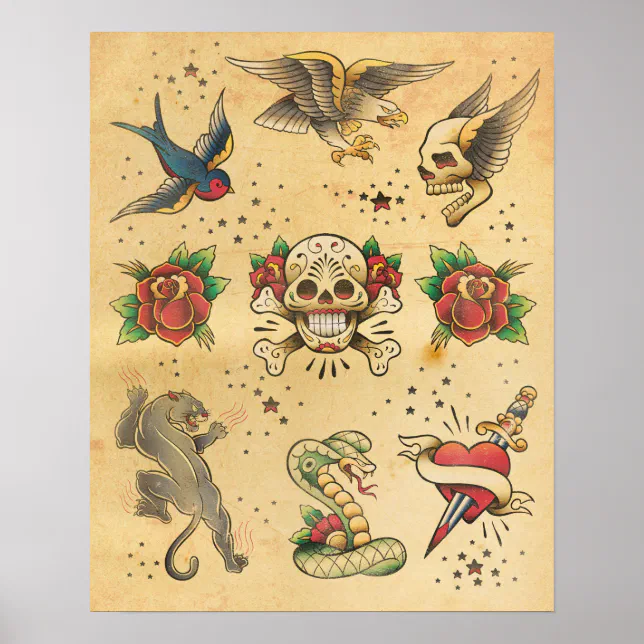 Vintage Tattoo Flash Poster | Zazzle