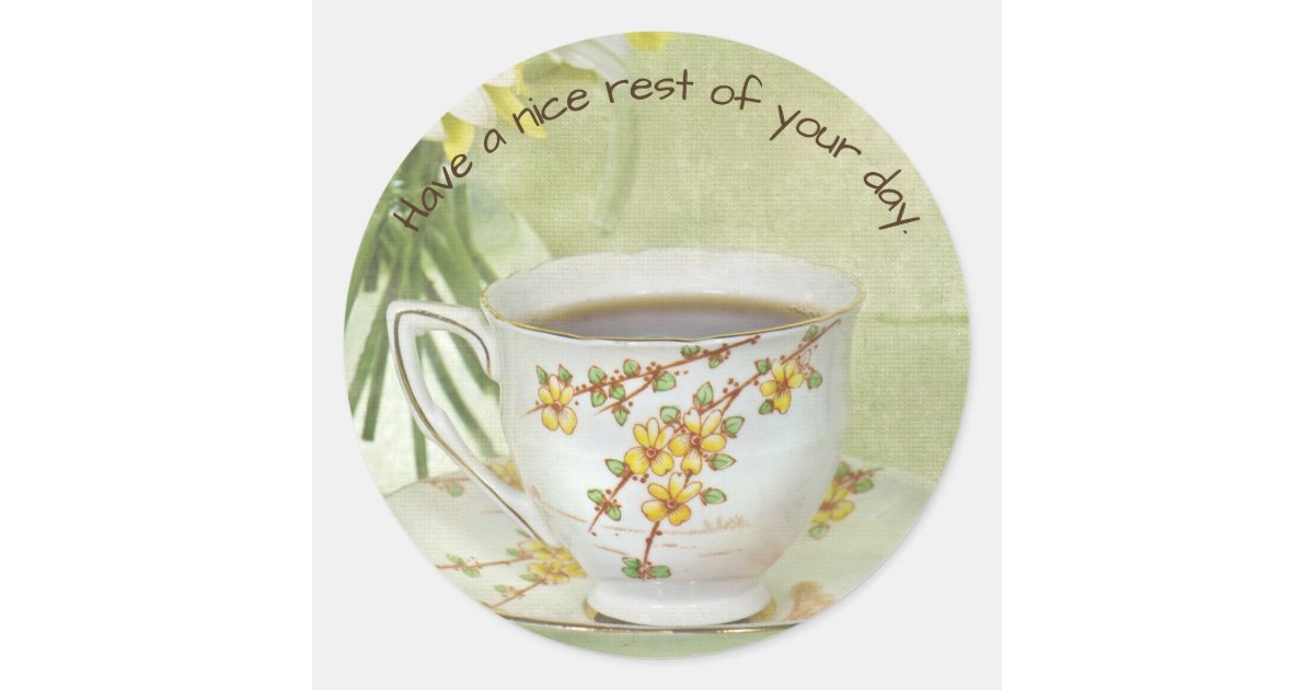 vintage tea cup classic round sticker | Zazzle