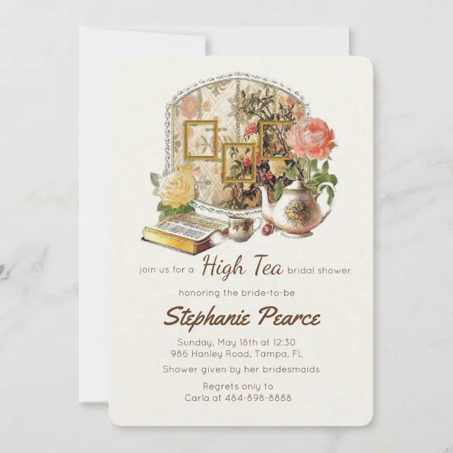 Vintage Tea Party Bridal Birthday Teacup Floral Invitation | Zazzle