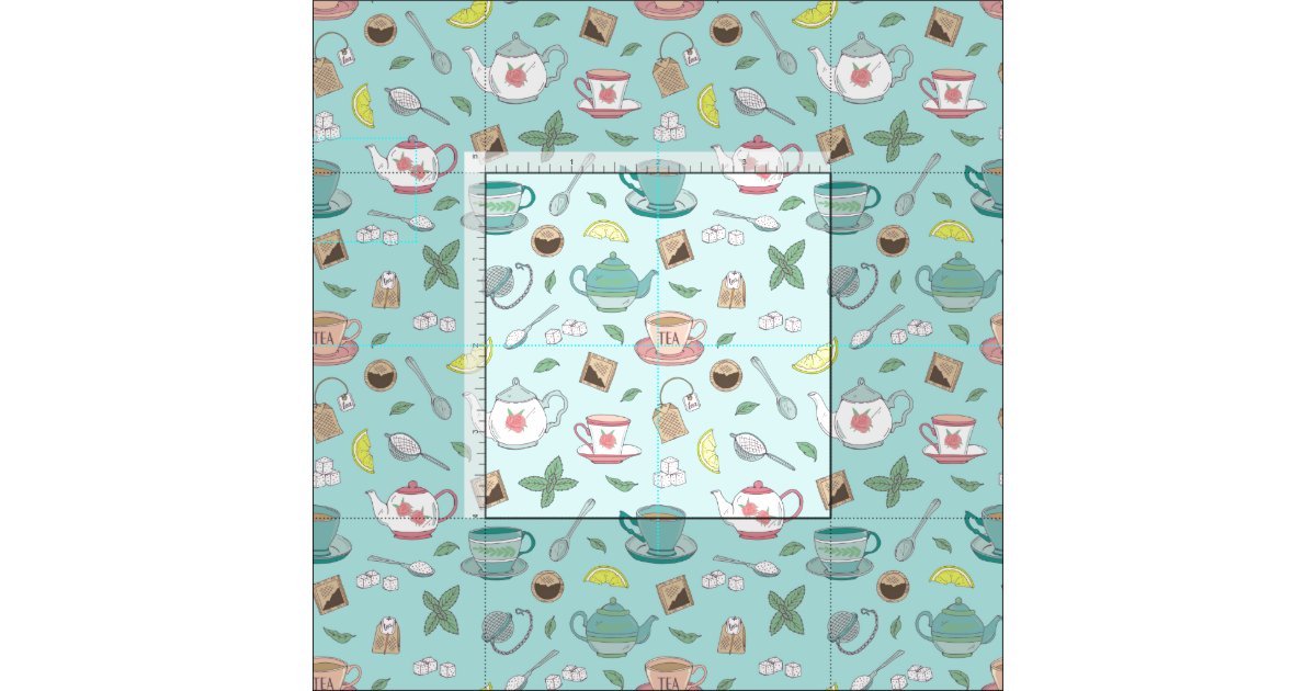 Vintage Tea Party Tea Cups and Teapots Pattern Fabric | Zazzle