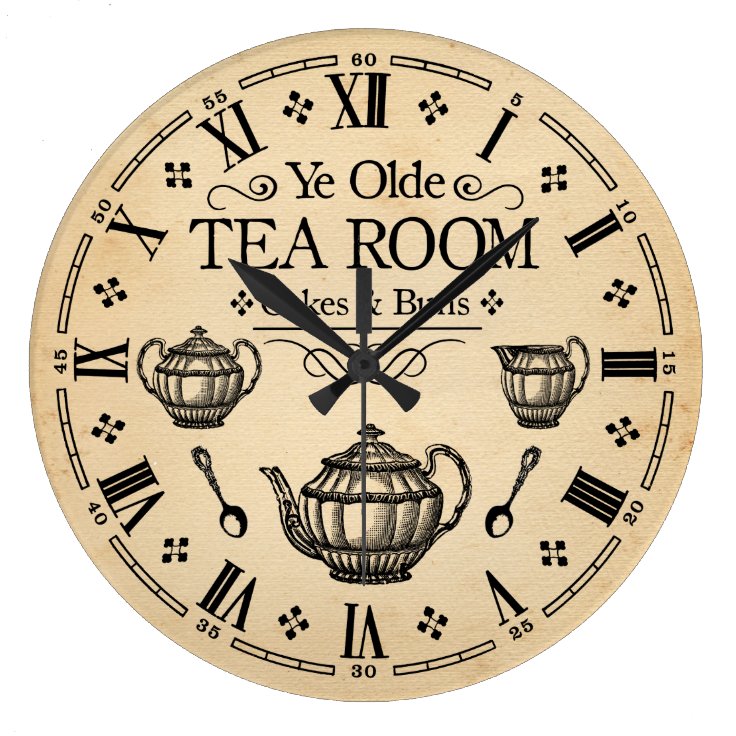 Vintage Tea Room Large Clock | Zazzle