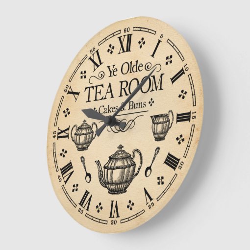 Vintage Tea Room Large Clock | Zazzle
