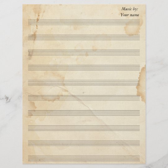 Vintage Tea Stained Sheet Music 10 Stave | Zazzle.com