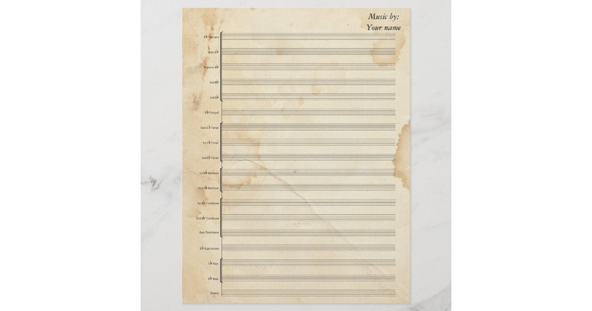 Vintage Tea Stained Sheet Music Brass Band | Zazzle