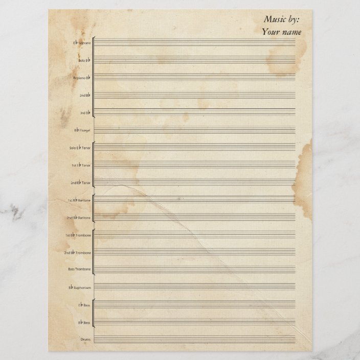 Vintage Tea Stained Sheet Music Brass Band | Zazzle.com