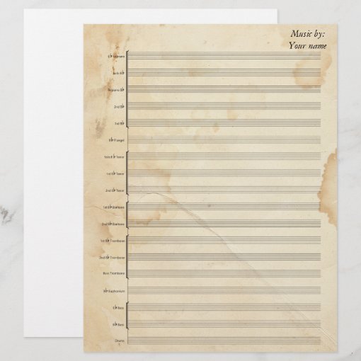Vintage Tea Stained Sheet Music Brass Band | Zazzle