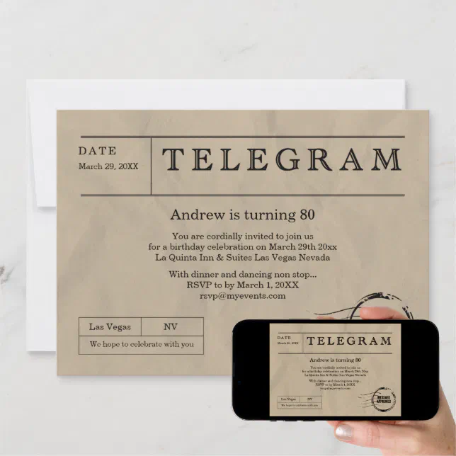 Vintage Telegram Invitation | Zazzle