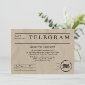 Vintage Telegram Invitation | Zazzle