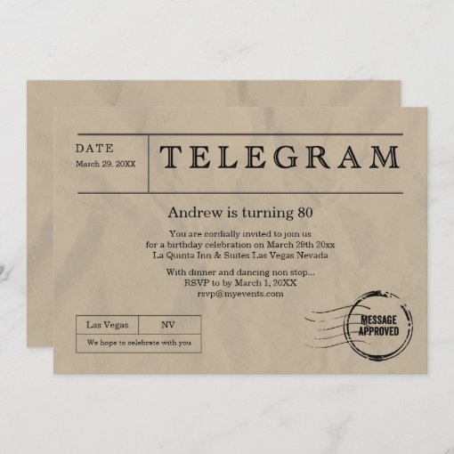Vintage Telegram Invitation | Zazzle