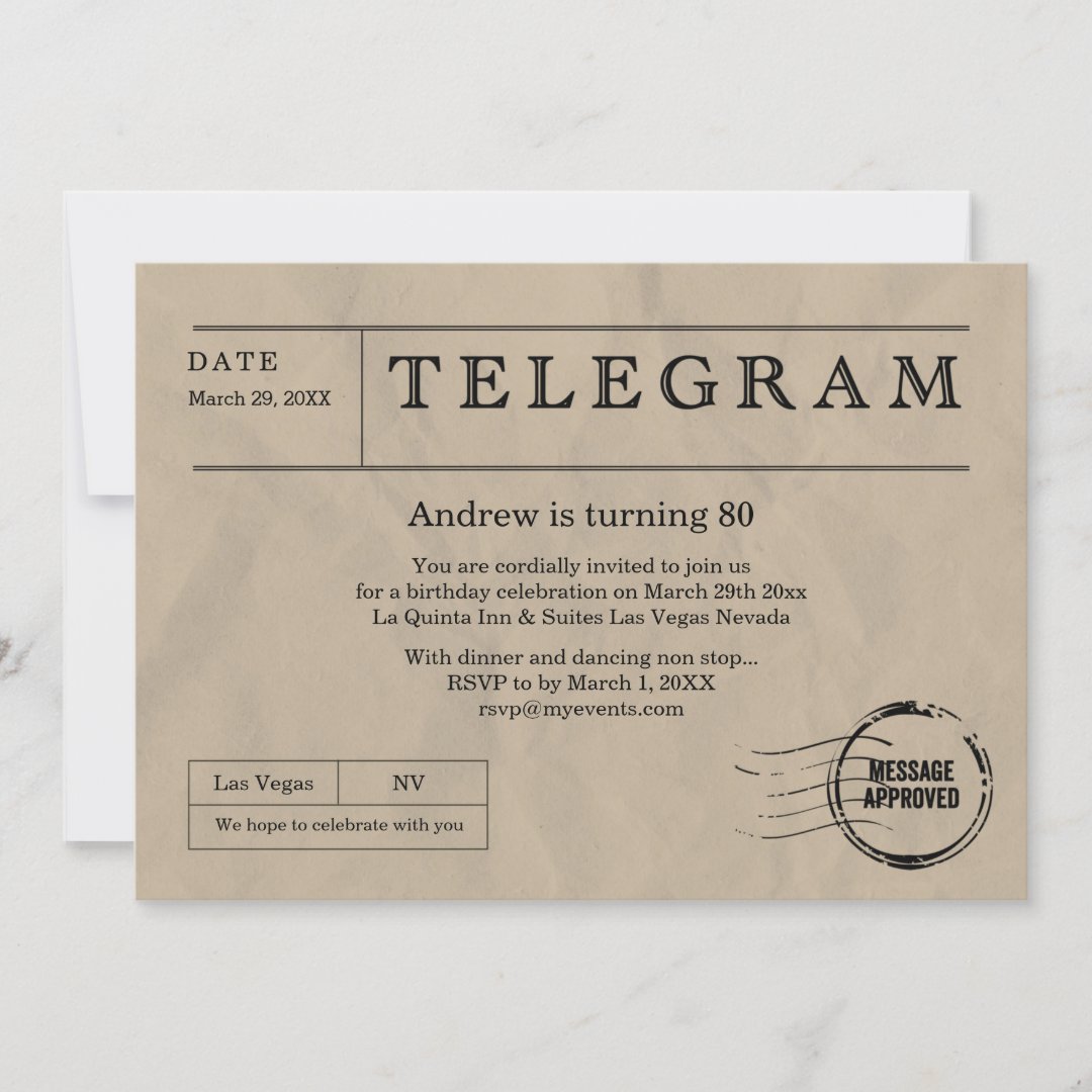 Vintage Telegram Invitation | Zazzle
