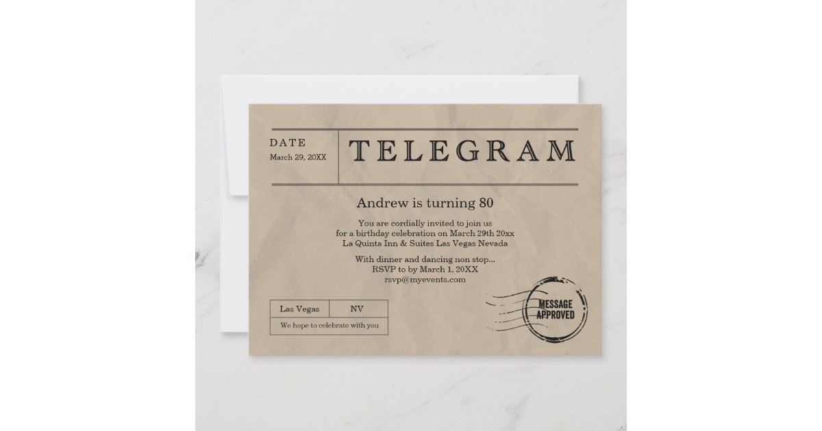 Vintage Telegram Invitation | Zazzle