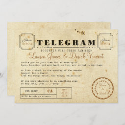 Vintage Telegram Invitation Card | Zazzle