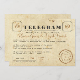Vintage Telegram Invitation Card | Zazzle