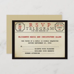 Vintage Telegram Style RSVP Card | Zazzle