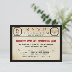 Vintage Telegram Style RSVP Card | Zazzle