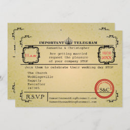 Vintage telegram wedding invitation | Zazzle