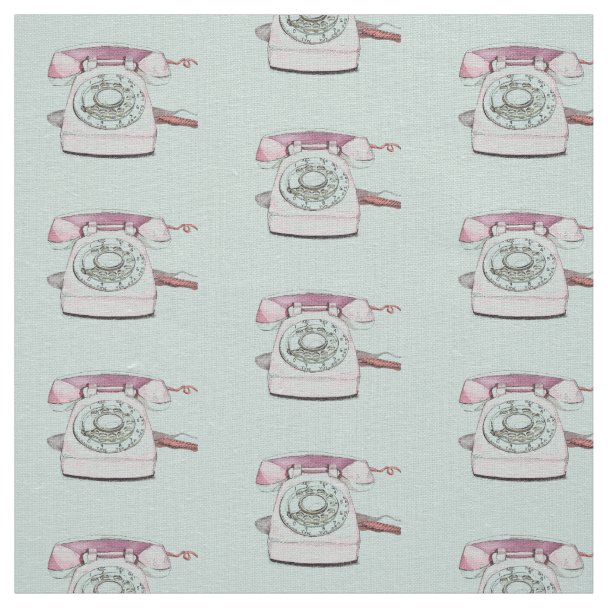 retro telephone pattern fabric | Zazzle
