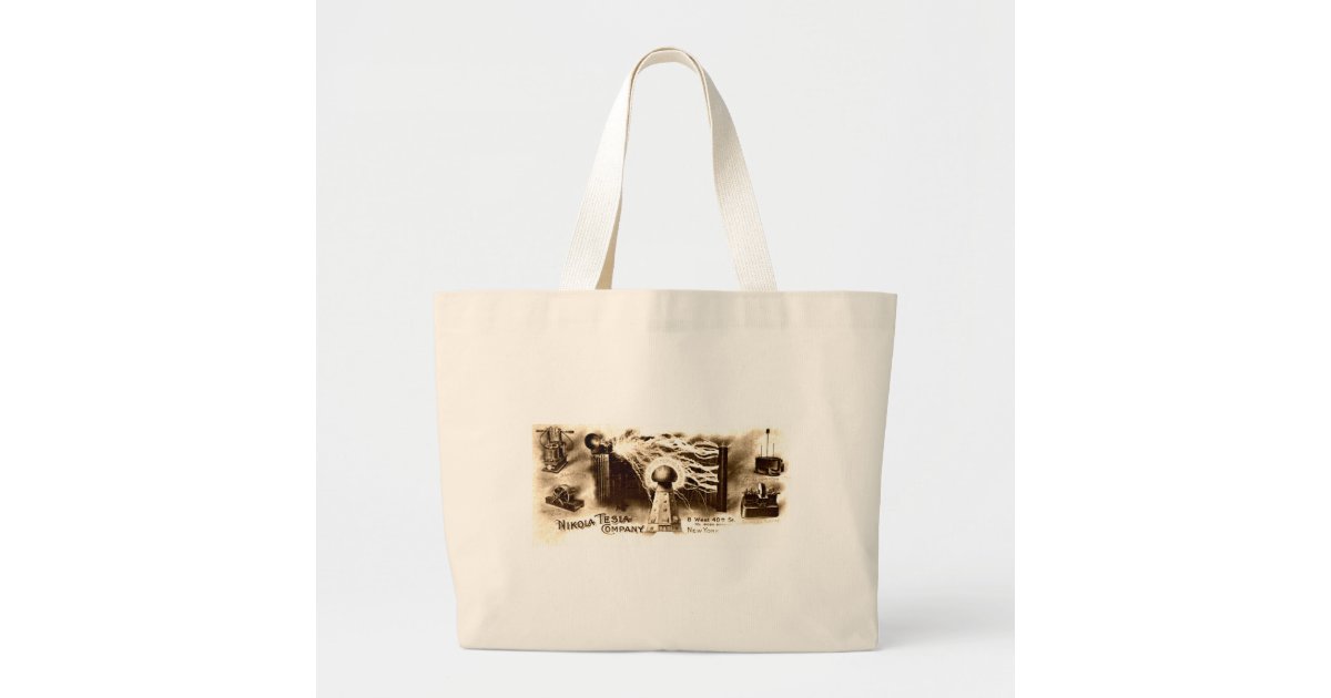 Vintage Tesla Letterhead Large Tote Bag | Zazzle