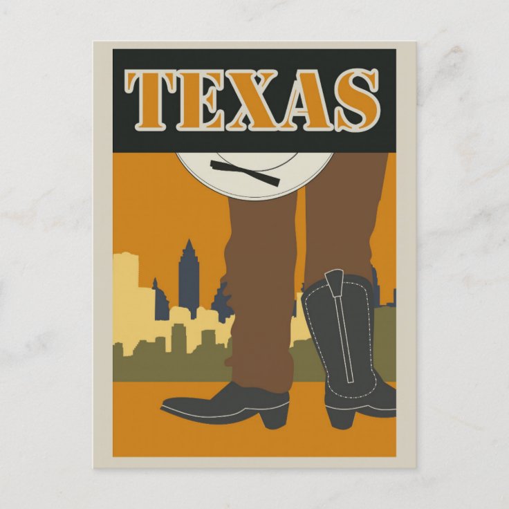 Vintage Texas USA Travel Poster Postcard | Zazzle