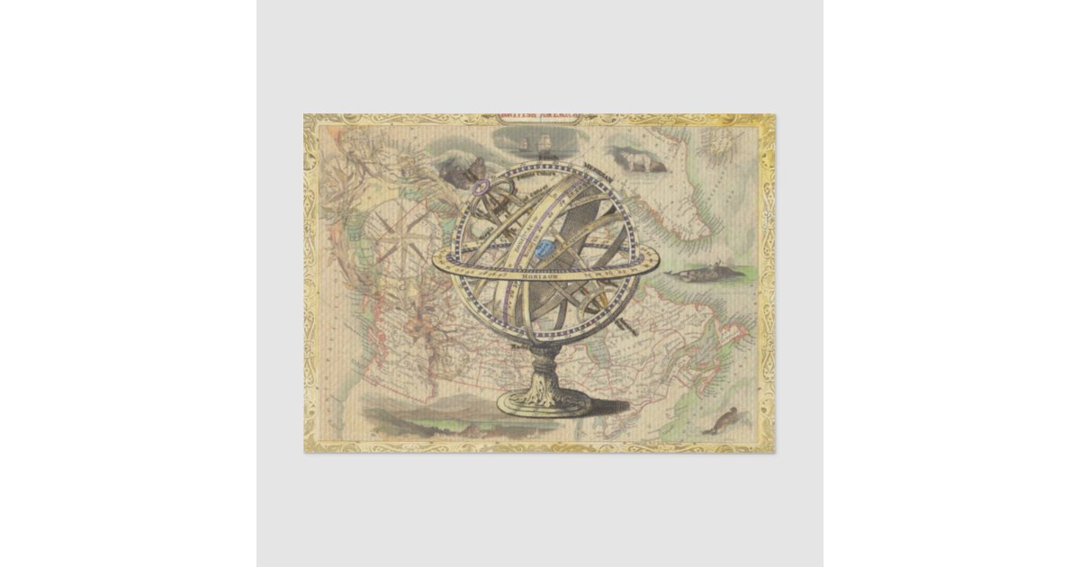Vintage Texture Rustic Map Nautical Decoupage Tissue Paper | Zazzle