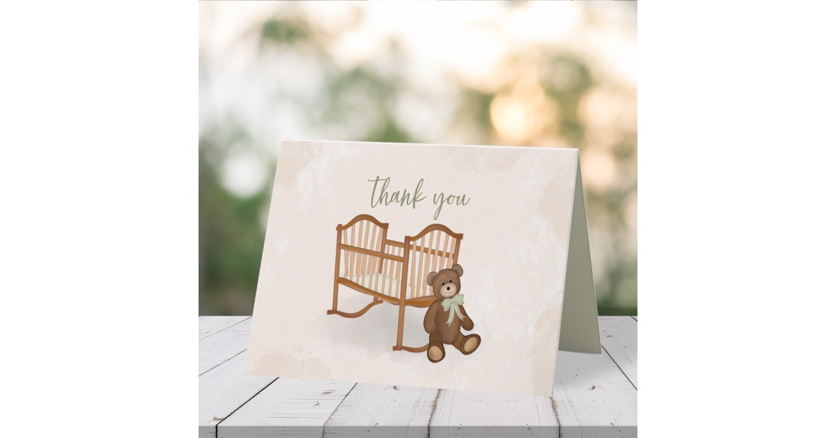 Vintage Thank You Baby Blue Teddy Bear Simple Cute | Zazzle