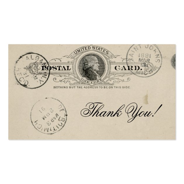 Vintage Thank You Old Stained Paper Business Cards