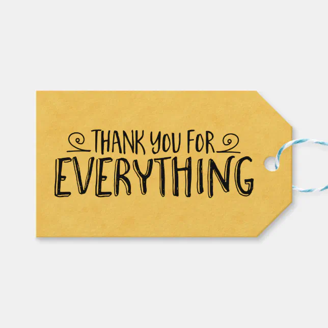 Vintage Thank You Yellow Gold & Black Handwritten Gift Tags | Zazzle