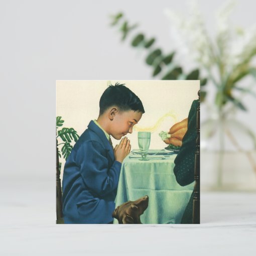 Vintage Thanksgiving, Boy Saying Grace Invitation | Zazzle