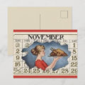 Vintage Thanksgiving Calendar Postcard | Zazzle