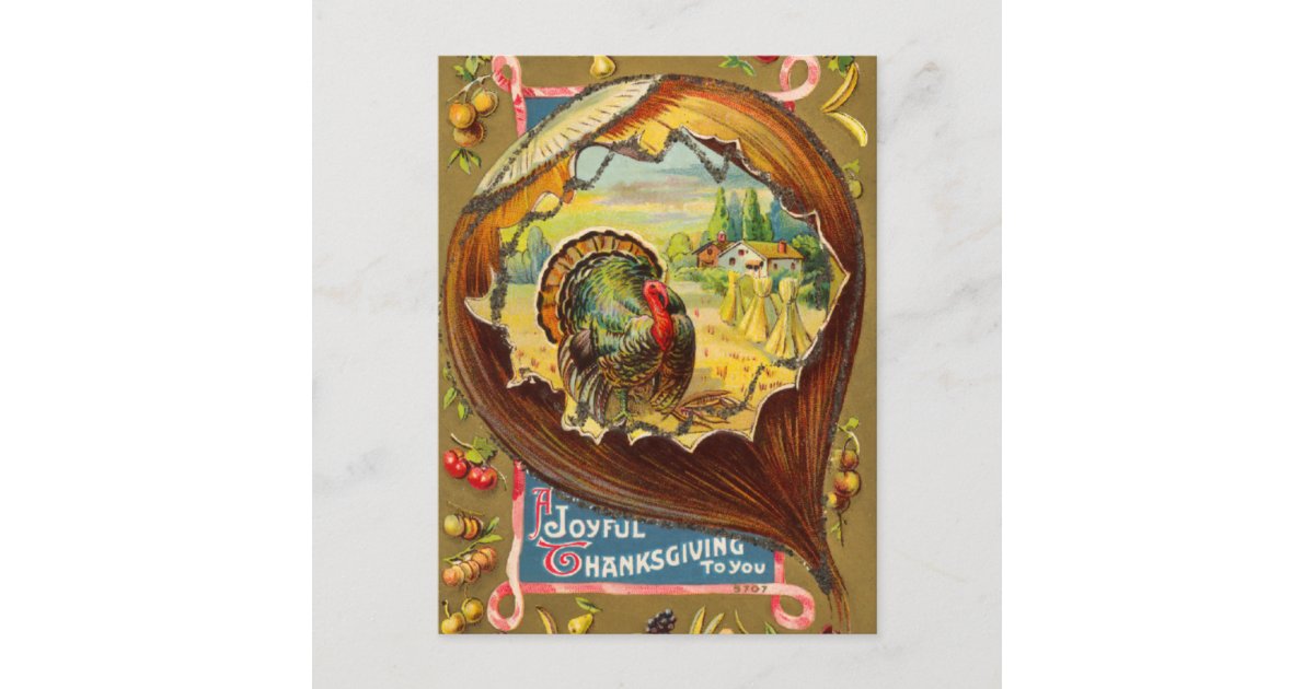 Vintage Thanksgiving Day Turkey Postcard | Zazzle