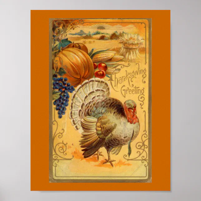 Vintage Thanksgiving Greeting Poster | Zazzle