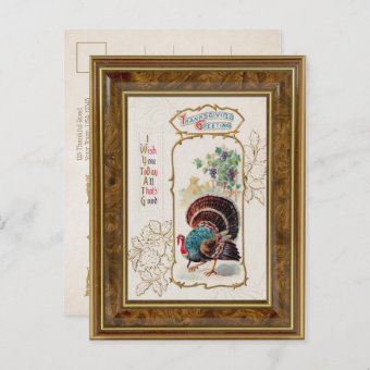 Vintage Thanksgiving Greeting & Turkey Postcard | Zazzle