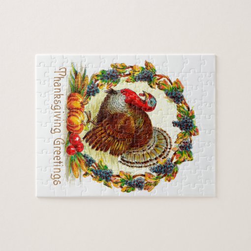 Vintage Thanksgiving Greetings Jigsaw Puzzle | Zazzle