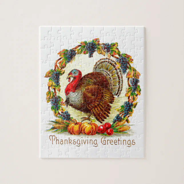 Vintage Thanksgiving Greetings Jigsaw Puzzle | Zazzle