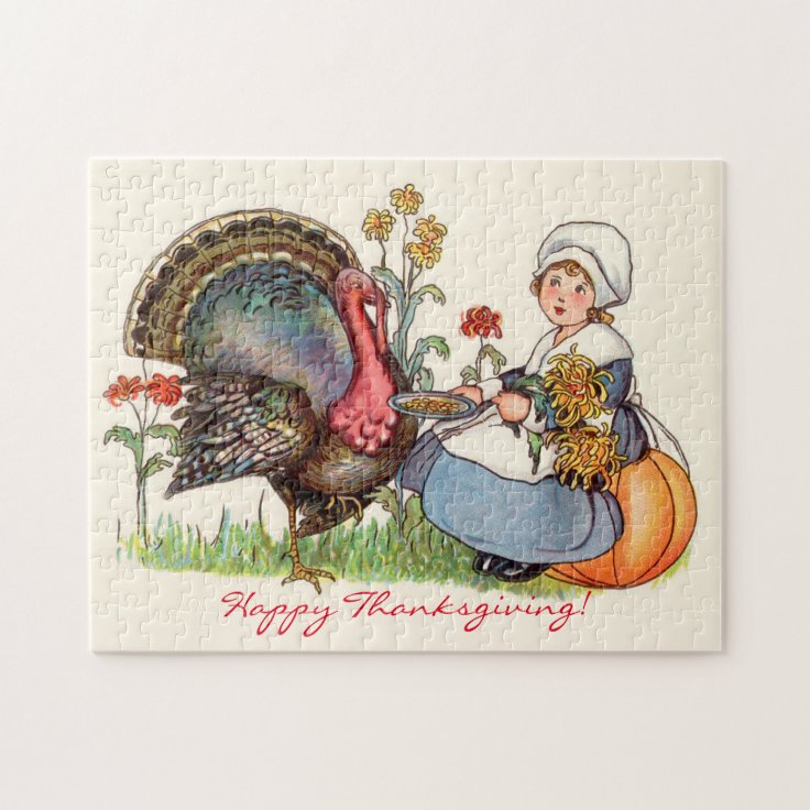 Vintage Thanksgiving Jigsaw Puzzle | Zazzle