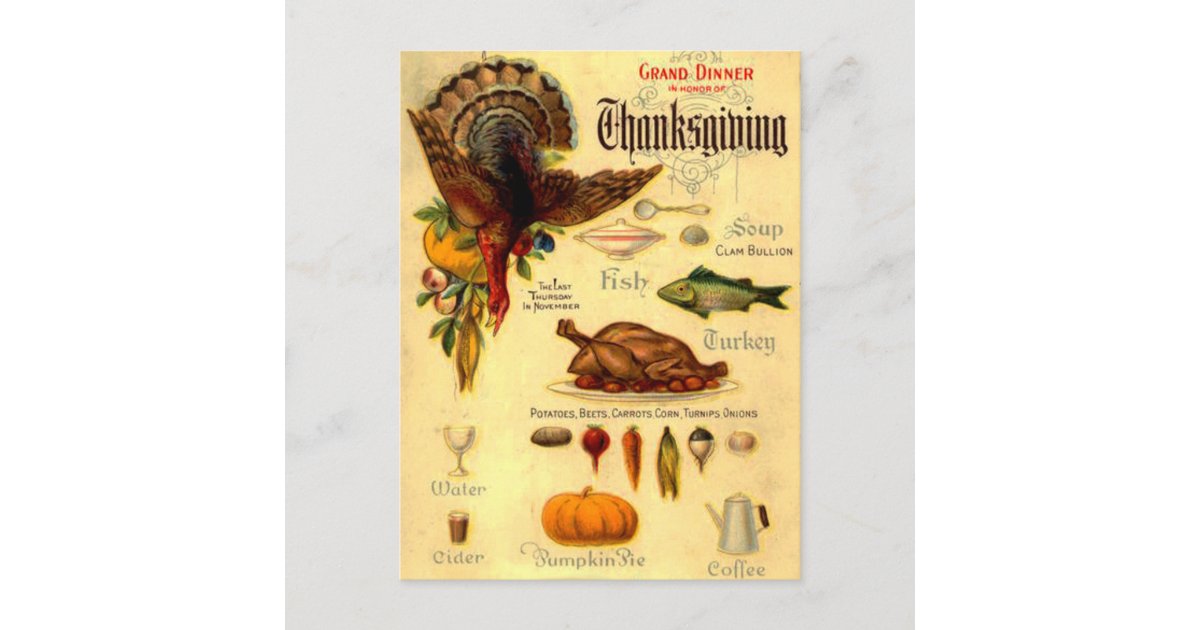 vintage thanksgiving menu | Zazzle