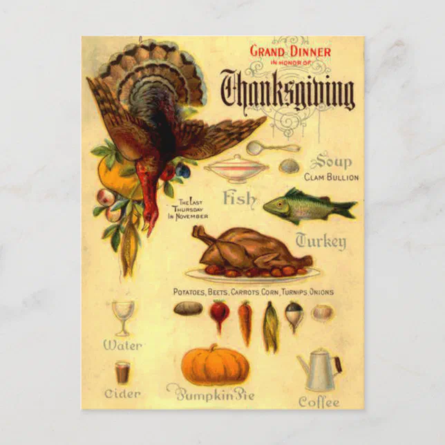 vintage thanksgiving menu | Zazzle