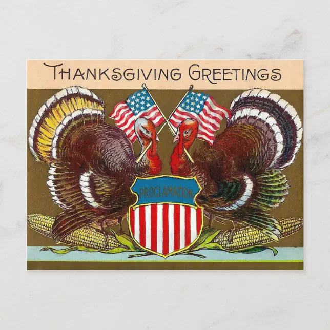 Vintage Thanksgiving Patriotic Postcard | Zazzle