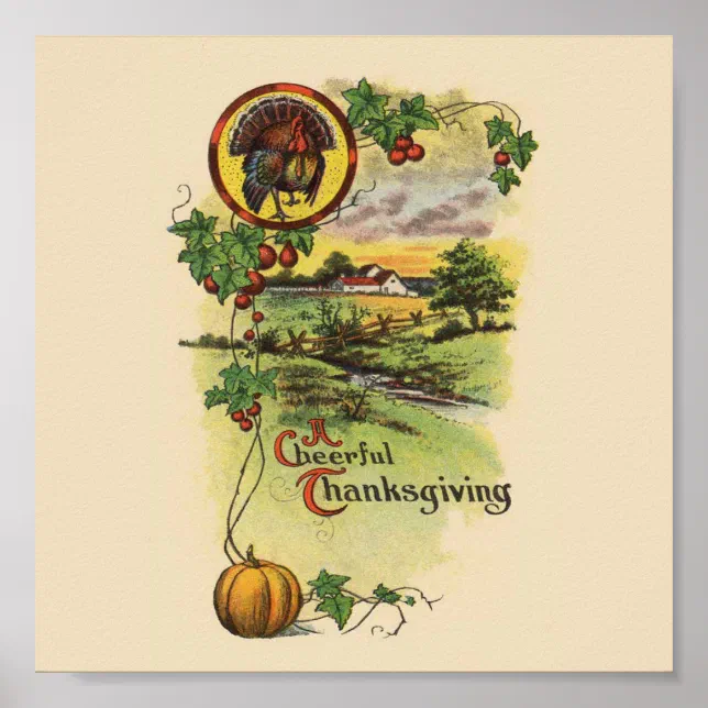 Vintage Thanksgiving Poster | Zazzle