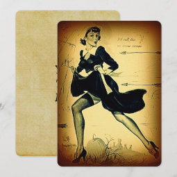 Vintage Thanksgiving Quaker Pilgrim Pin Up Girl Holiday Card | Zazzle