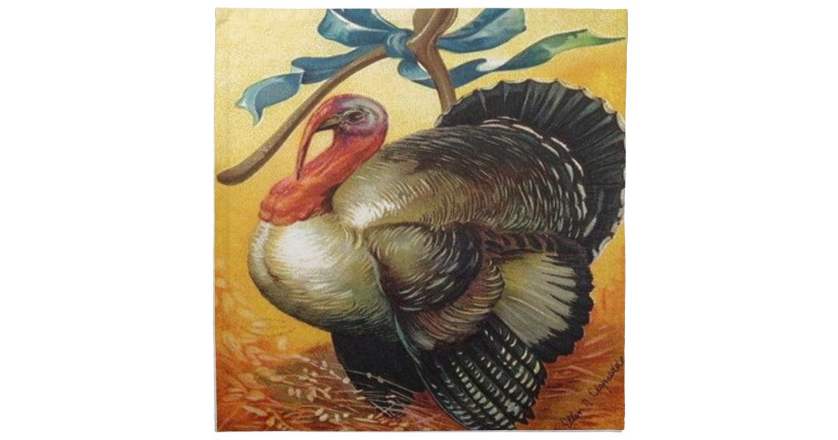 Vintage Thanksgiving Turkey Cloth Napkin | Zazzle