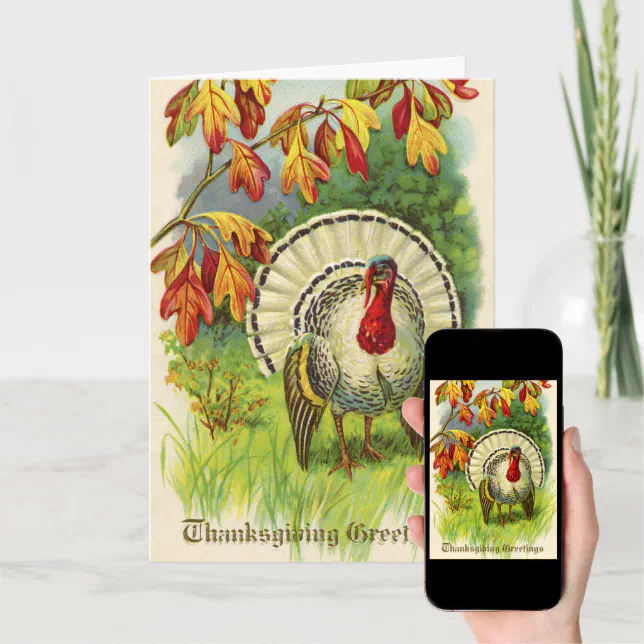 Vintage Thanksgiving Turkey Holiday Card | Zazzle